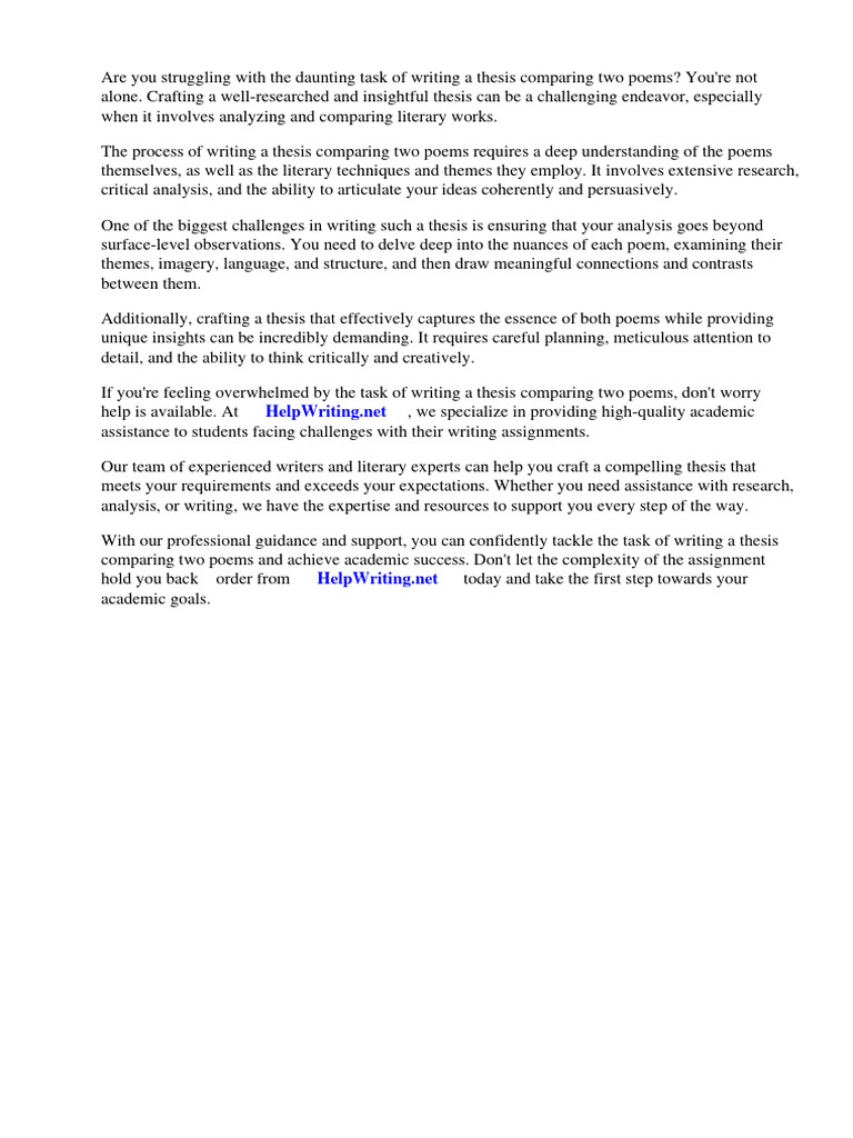 How To Write A Thesis Comparing Two Poems | PDF