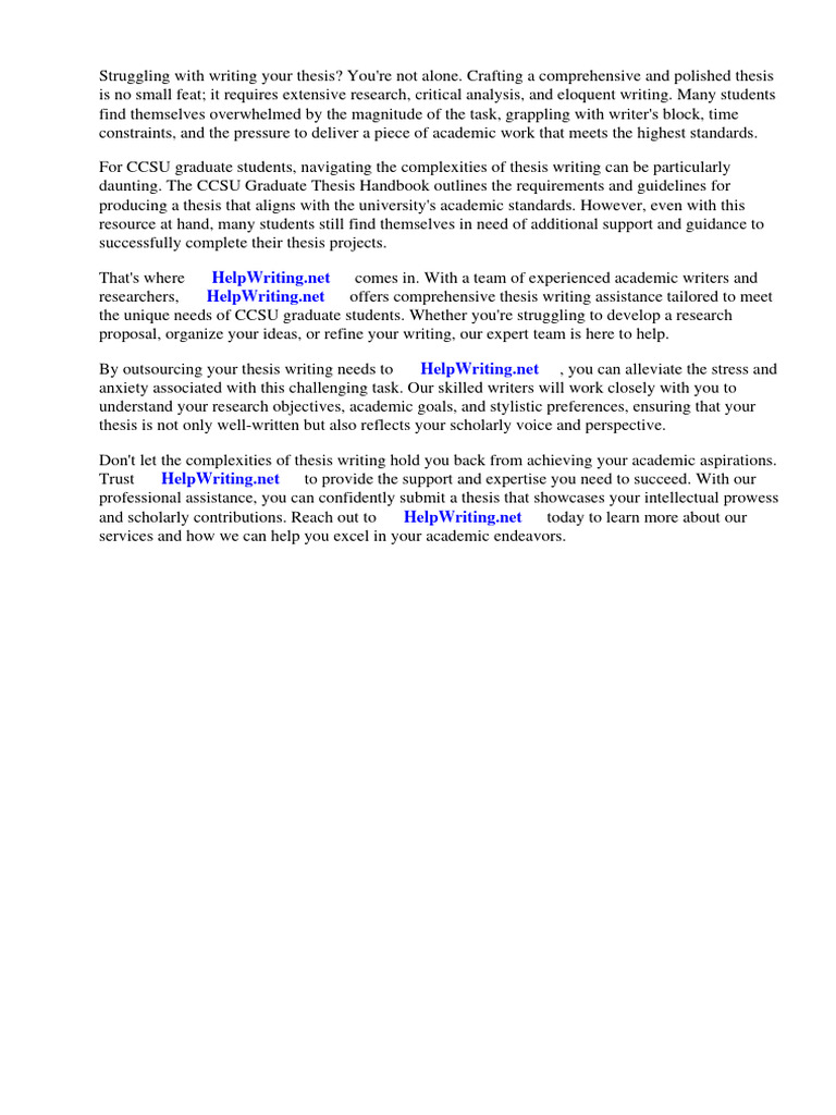 Ccsu Graduate Thesis Handbook | PDF