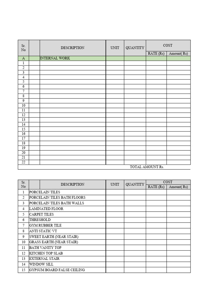 BOQ Co-Working Space Format | PDF