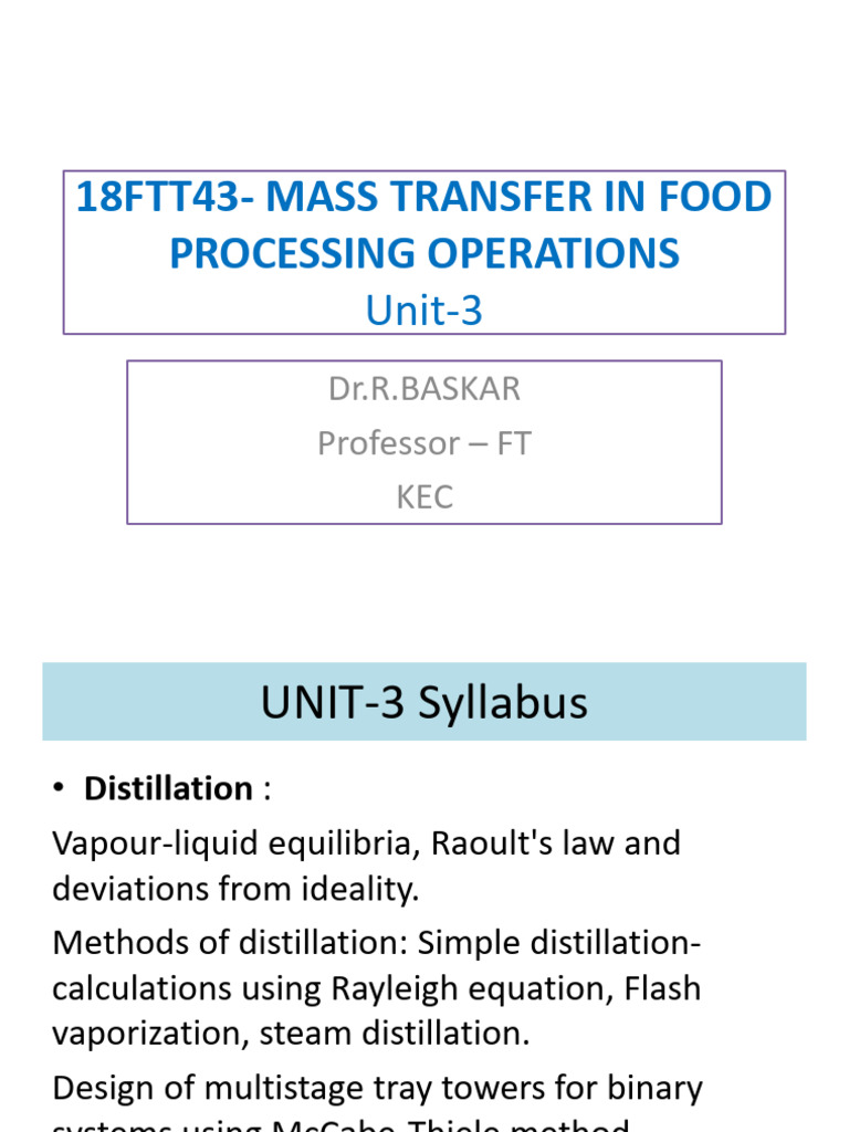 Unit 3 Class PPT Mtfpo | PDF | Distillation | Analytical Chemistry