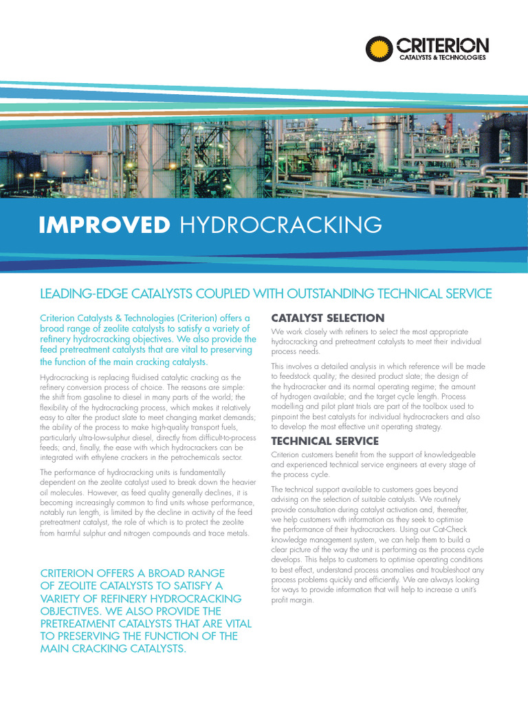 Hydrocracking Catalysts & Services | PDF | Cracking (Chemistry) | Oil Refinery