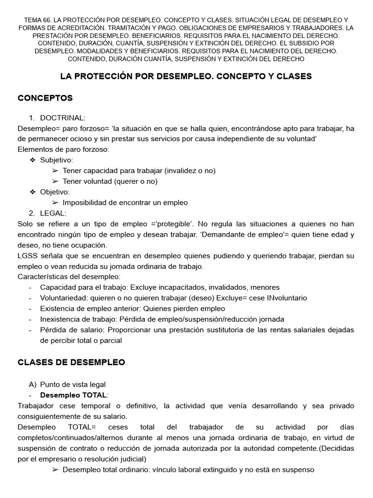 Tema 66. Desempleo | PDF | Desempleo | Jubilación