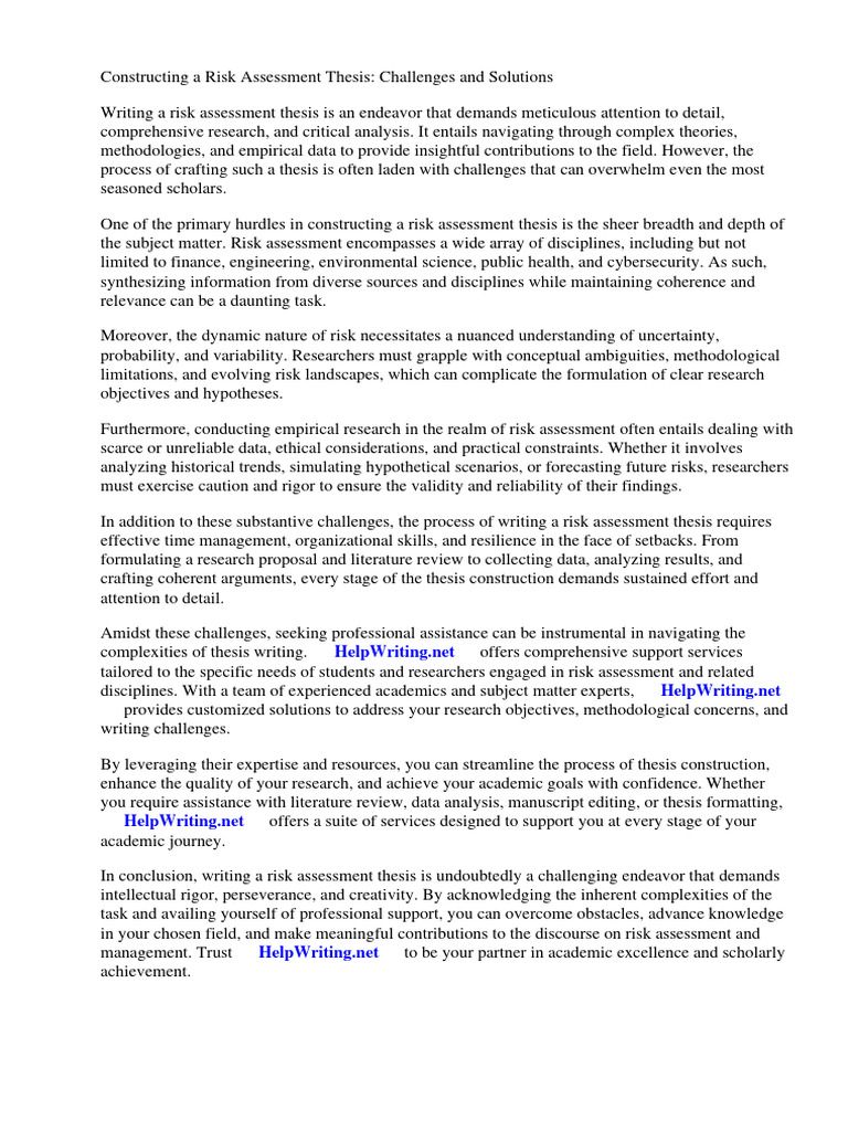 Risk Assessment Thesis Construction | Download Free PDF | Risk | Risk ...