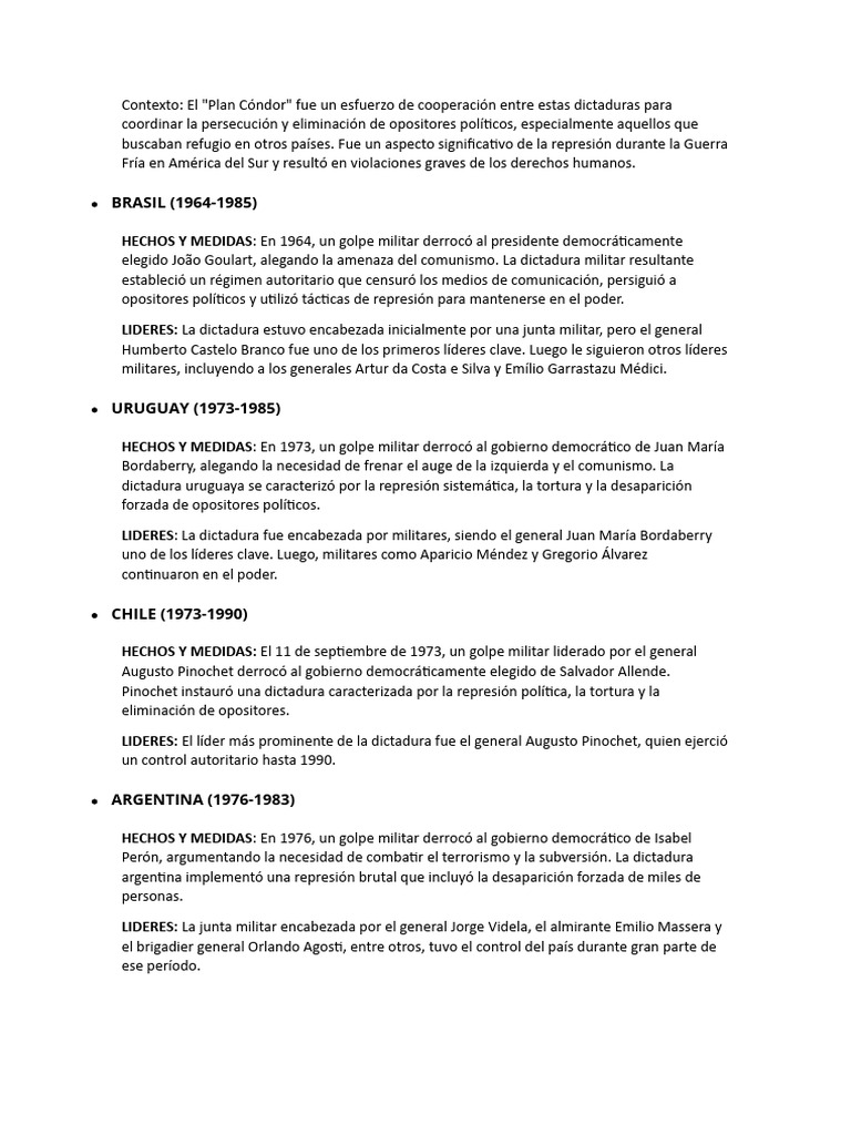 Dictaduras en America Latina | PDF | Dictadura | Relaciones Internacionales