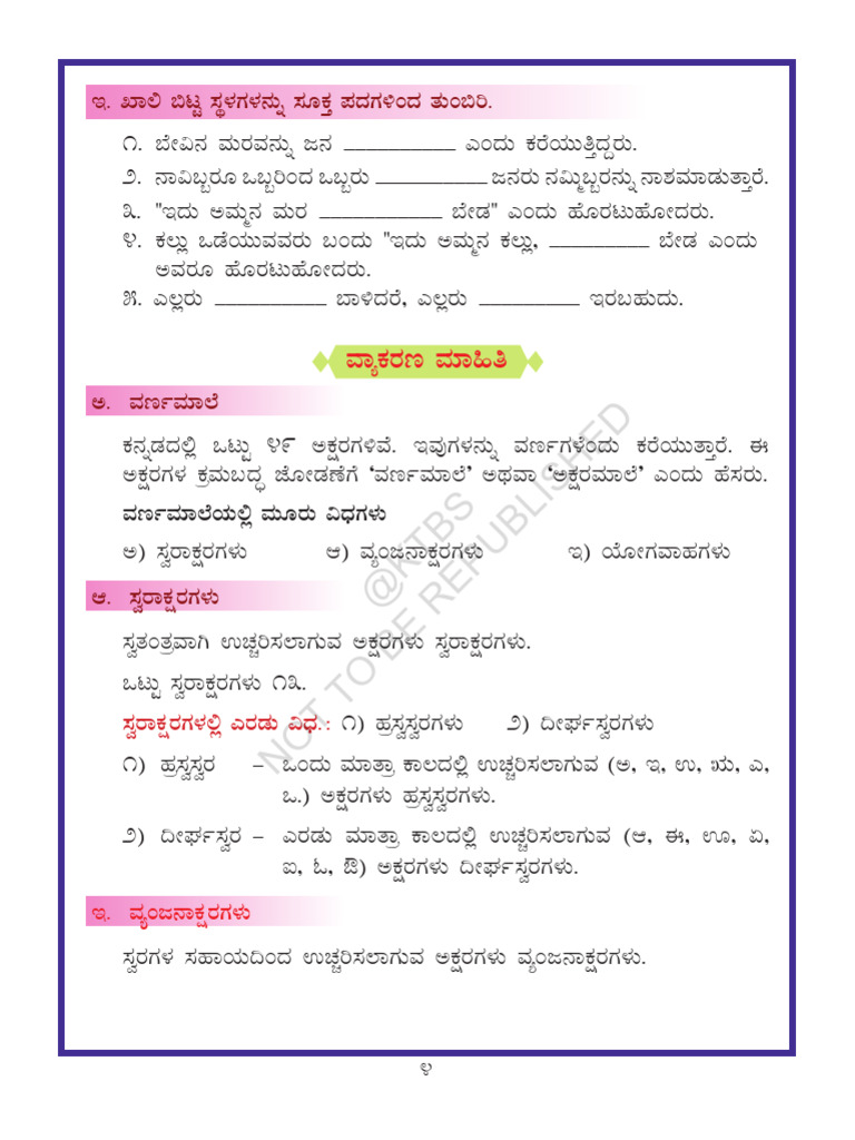 Kannada Grammar Notes | PDF