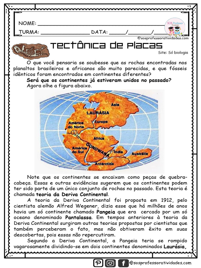 Tectônica de Placas Atividade | PDF