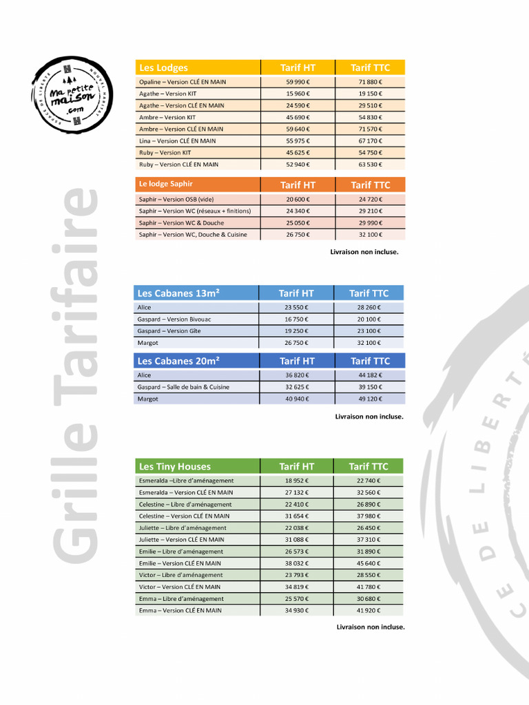 Grille Tarifaire Complète Particulier - Nov 2015 | PDF