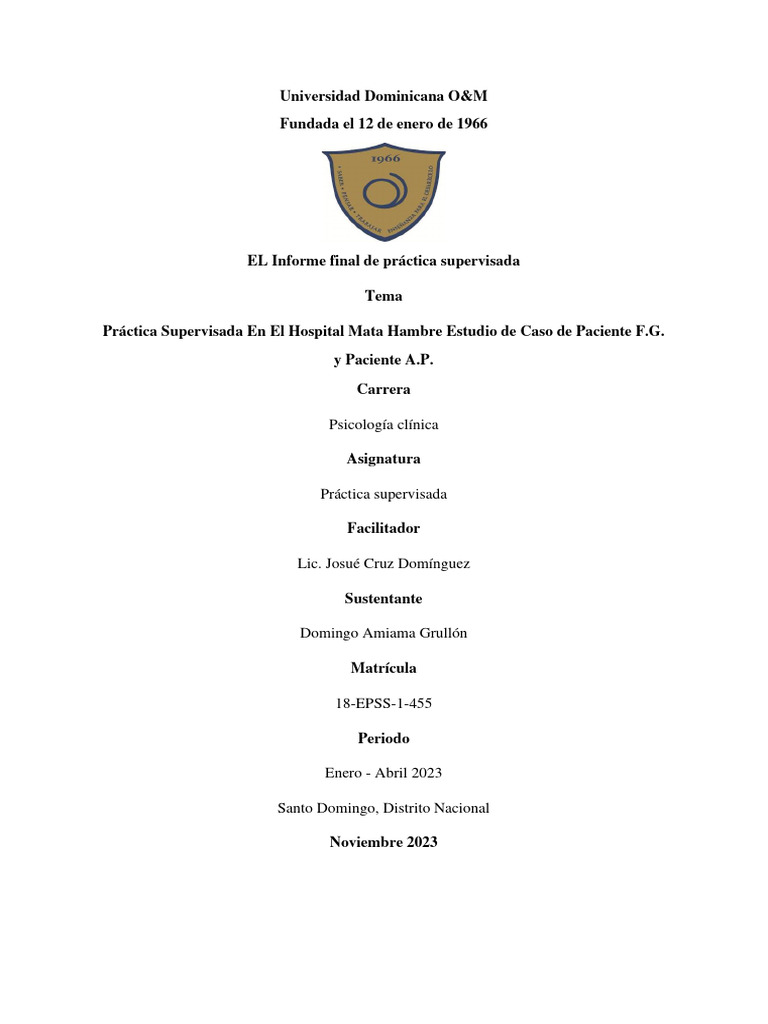 Informe de Casos Clínicos en Psicología | PDF | Ansiedad | Trastorno ...