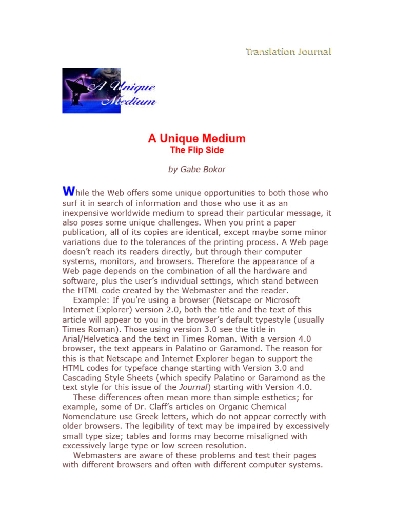 A Unique Medium Pdf World Wide Web Internet Web