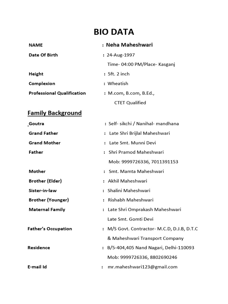 Priya Biodata | PDF | Wellness