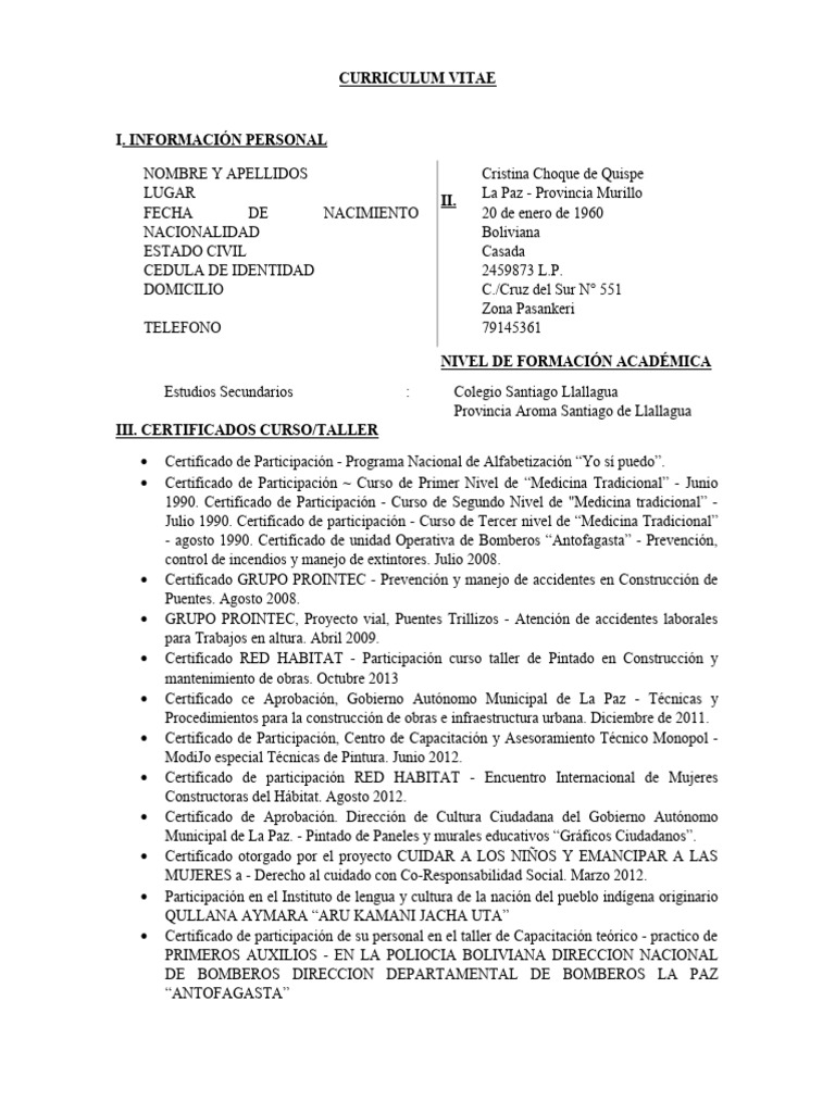 CURRICULUM VITAE Diciembre 2023 | PDF