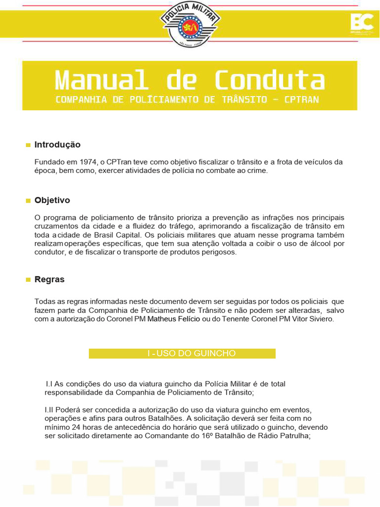 Regras de Operação do CPTran 2022 | PDF | Polícia | Tráfego