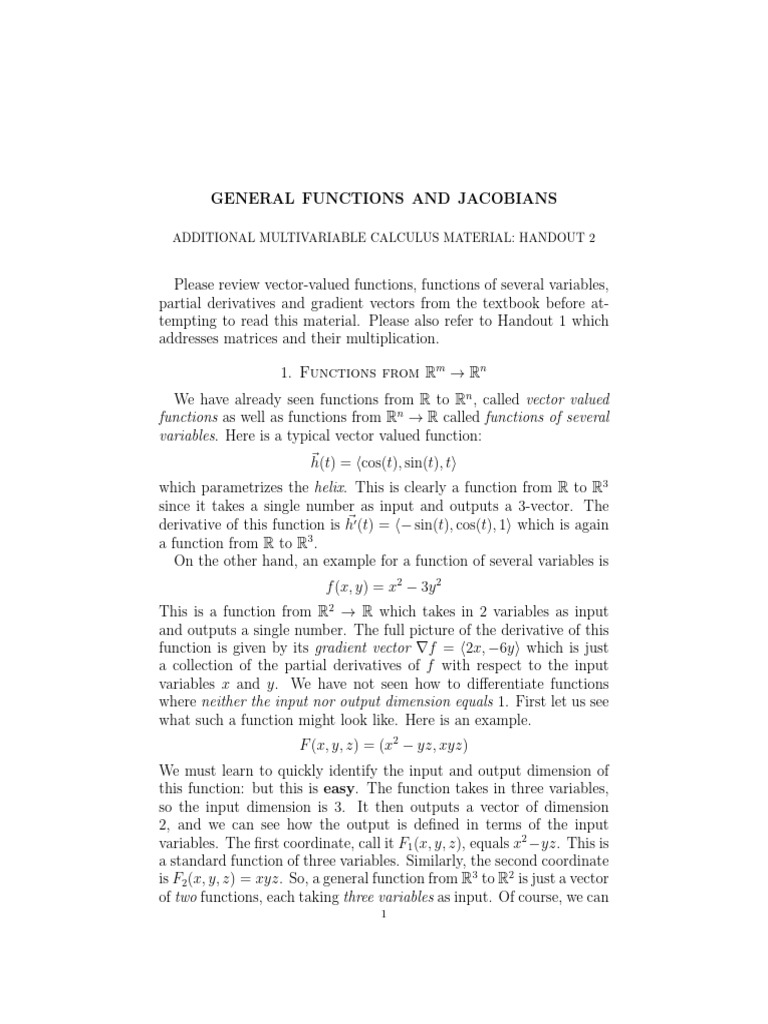 Jacobians | PDF | Derivative | Function (Mathematics)