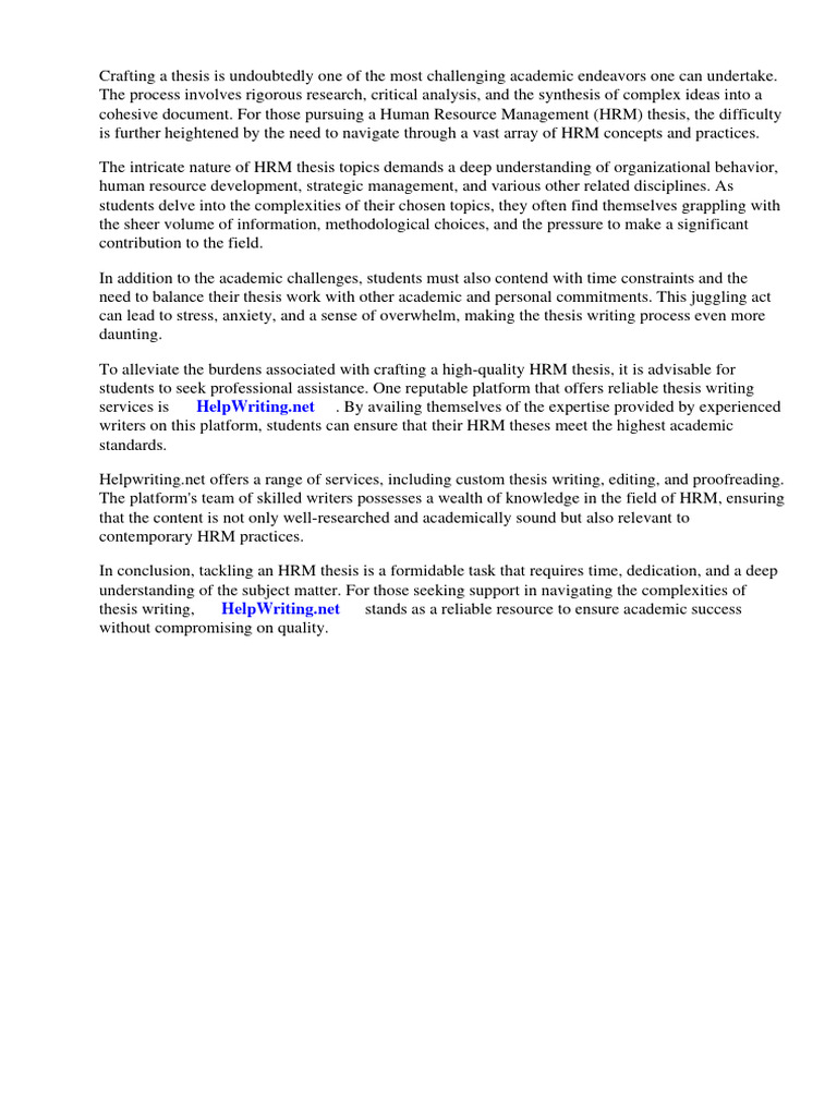 Hrm Thesis Sample | PDF | Human Resource Management | Thesis Hrm Thesis Sample | PDF | Human Resource Management | Thesis