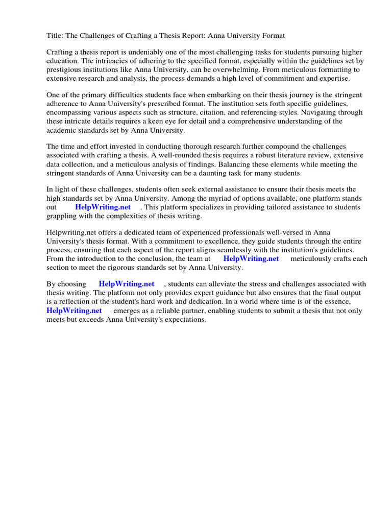 Thesis Report Format Anna University | PDF