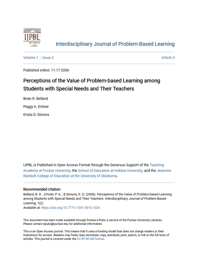 Perceptions of The Value of Problem-Based Learning Among Students | PDF | Adequate Yearly ...