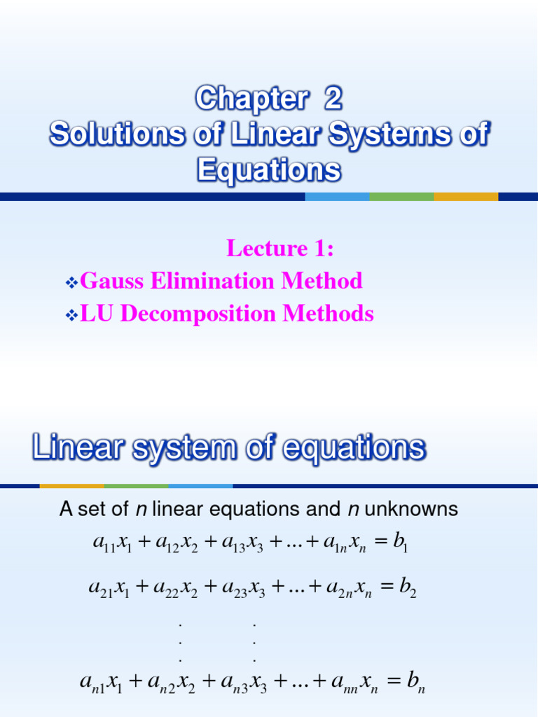 Linear Systems: Gauss & LU Methods | PDF | System Of Linear Equations ...