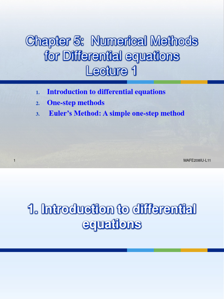 MAFE208IU-L11 ODEs Part1 | PDF | Numerical Analysis | Equations
