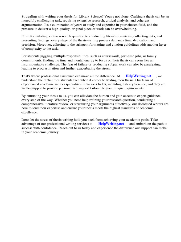 Thesis For Library Science | PDF | Libraries | Thesis