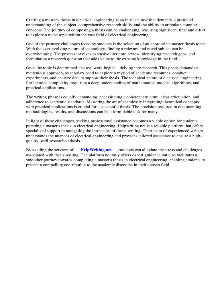 Master Thesis Topics in Electrical Engineering | PDF | Thesis | Engineering