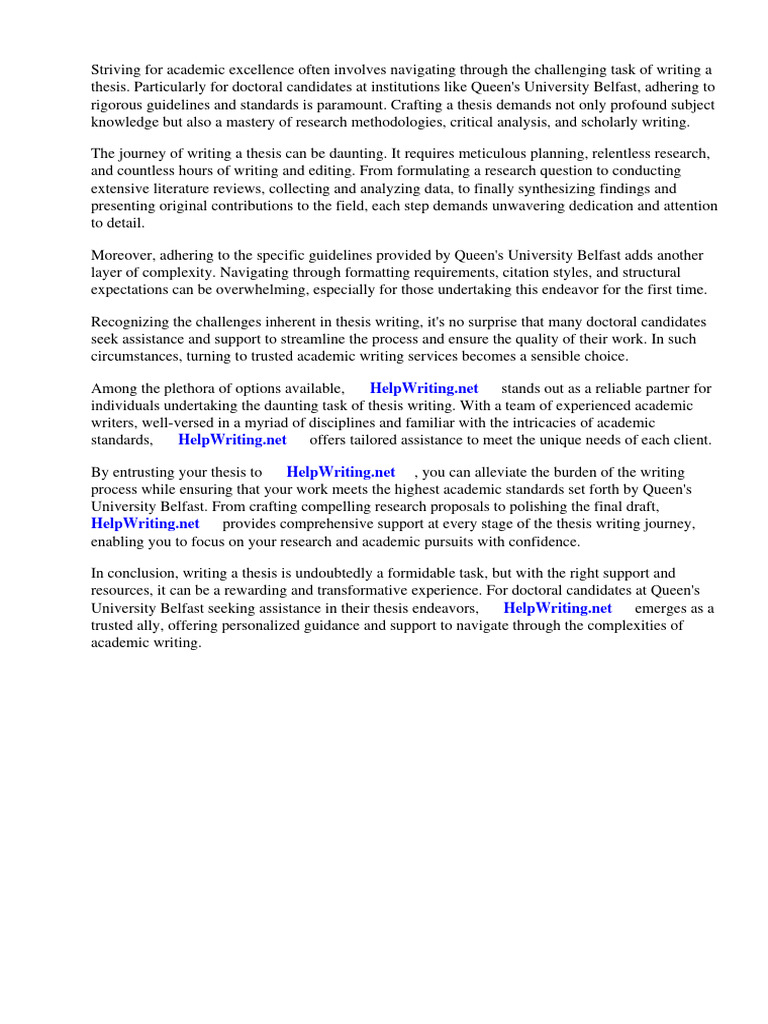 Queens University Belfast PHD Thesis Guidelines | PDF | Thesis | Doctor Of Philosophy