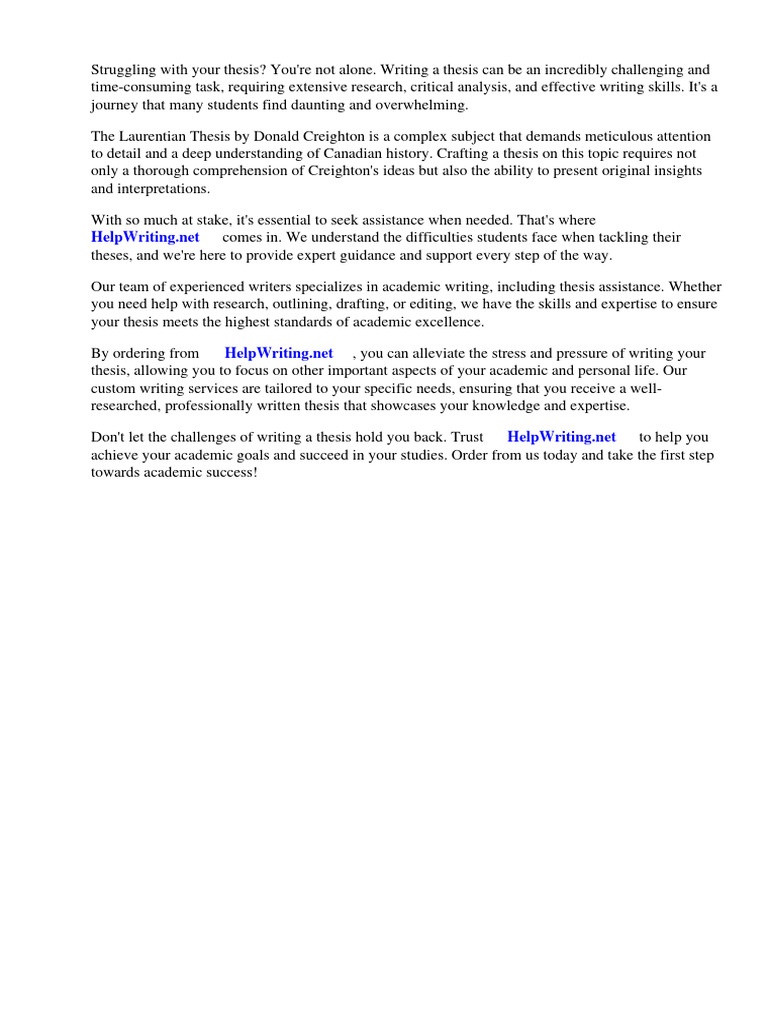 Laurentian Thesis Donald Creighton | PDF