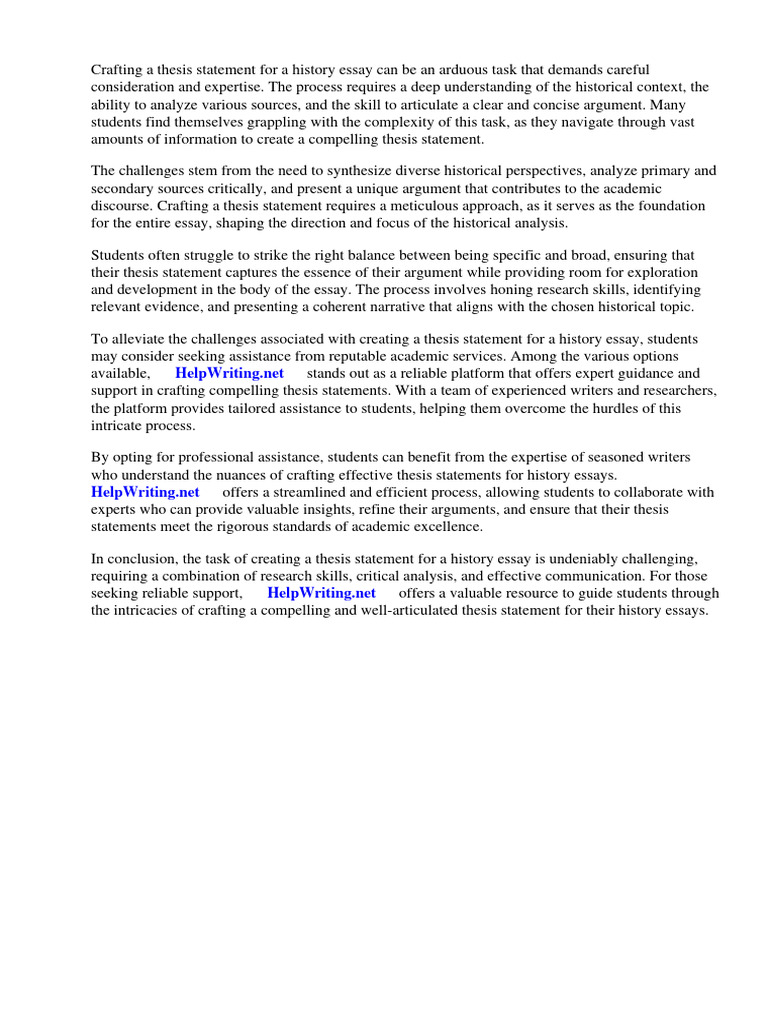 How To Make A Thesis Statement For A History Essay | PDF | Essays | Thesis