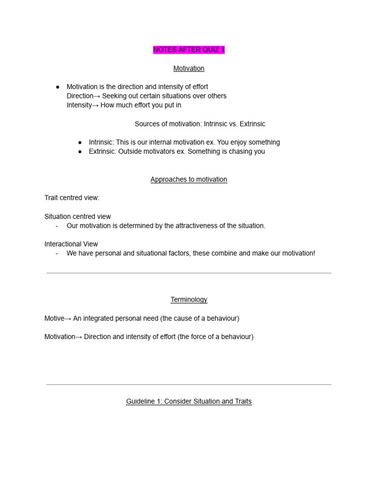 SEP 2 - 3 Notes | PDF | Motivation | Motivational