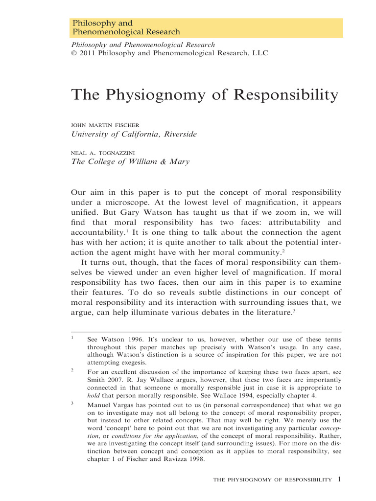 Moral Responsibility: Attributability & Accountability | PDF | Concept ...