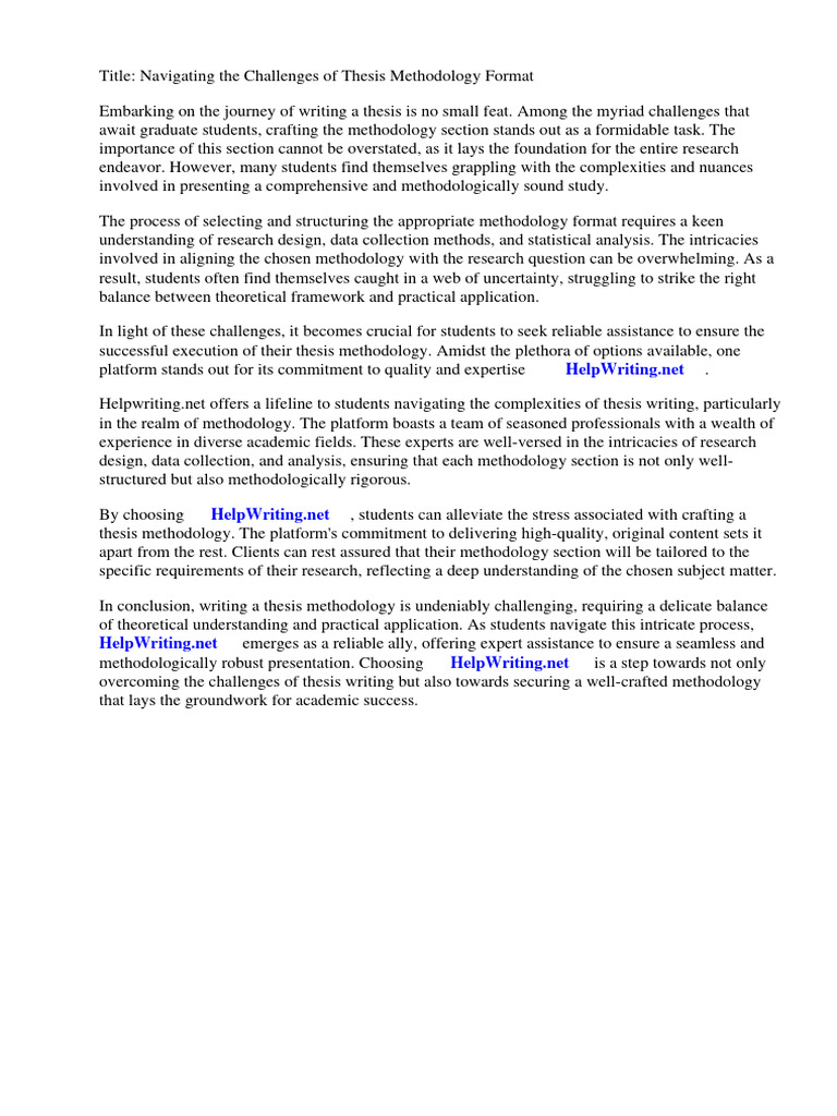 Thesis Methodology Format | PDF