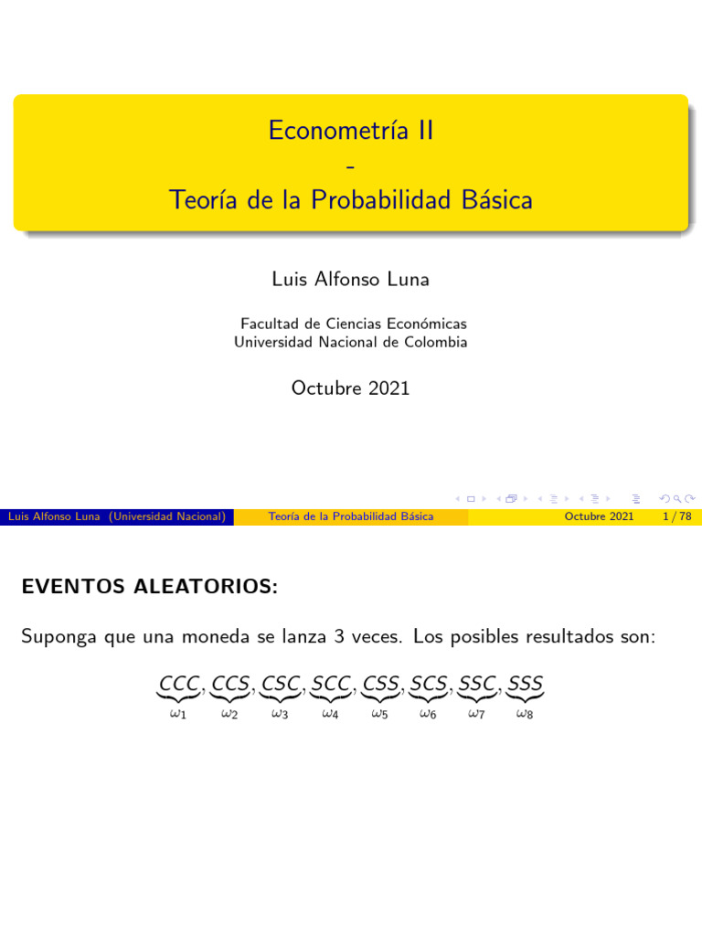 Clase 1 Econometr A 2 2023 1 | PDF | Conjunto (Matemáticas) | Aleatoriedad
