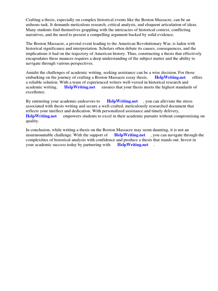 Boston Massacre Essay Thesis | PDF