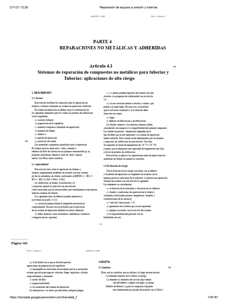 ASME PCC-2, Parte 4. Español | PDF