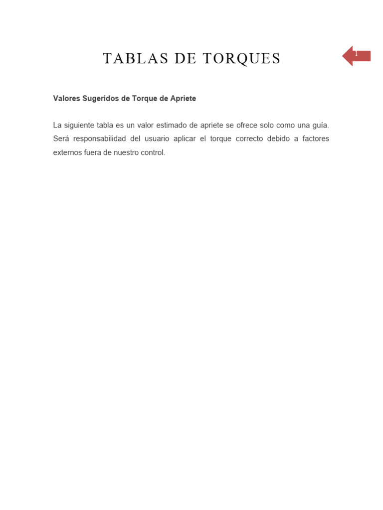 Tabla de Torque de Apriete para Tornillos | PDF