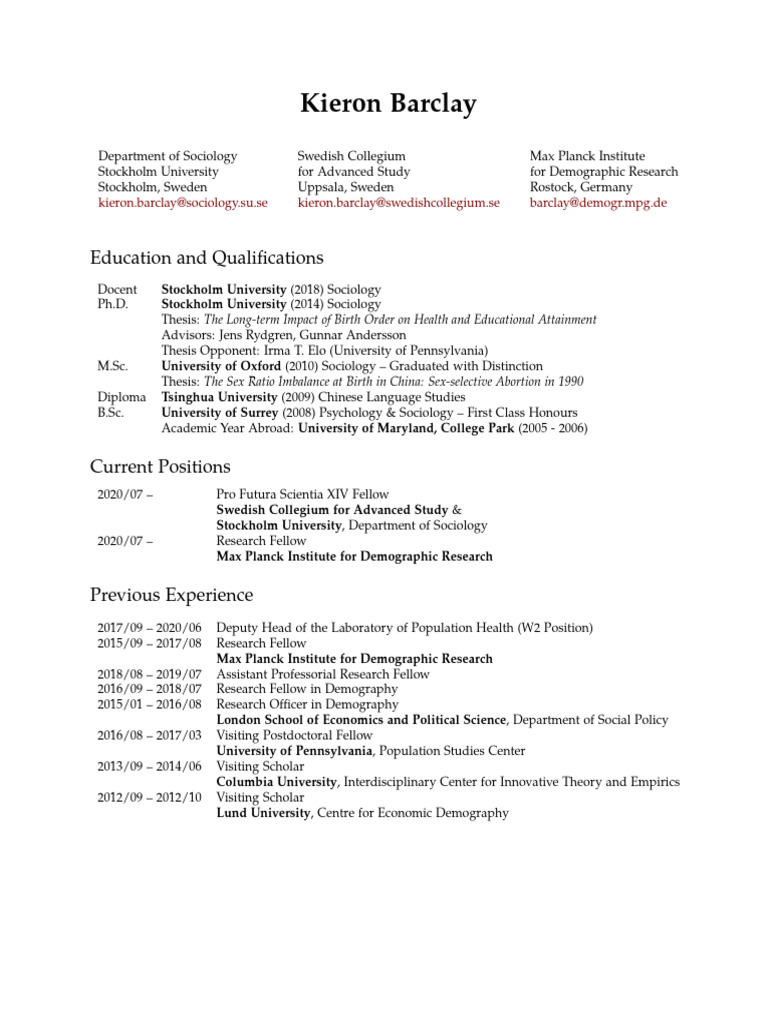 CV 202403 | PDF | Demography | Sociology