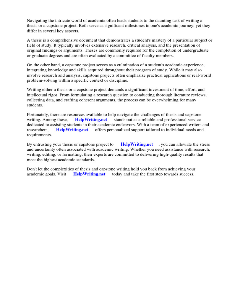 Capstone Project vs Thesis Explained | PDF | Thesis | Academic Degree