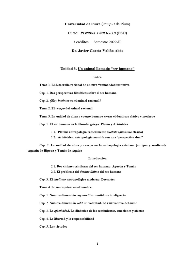 Unidad 3. Un Animal Llamado Ser Humano | PDF | Alma | René Descartes