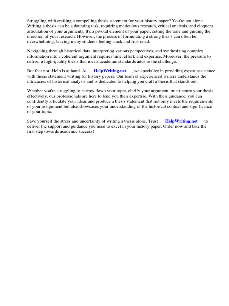 Thesis Statement For History Papers | PDF | Essays | Thesis