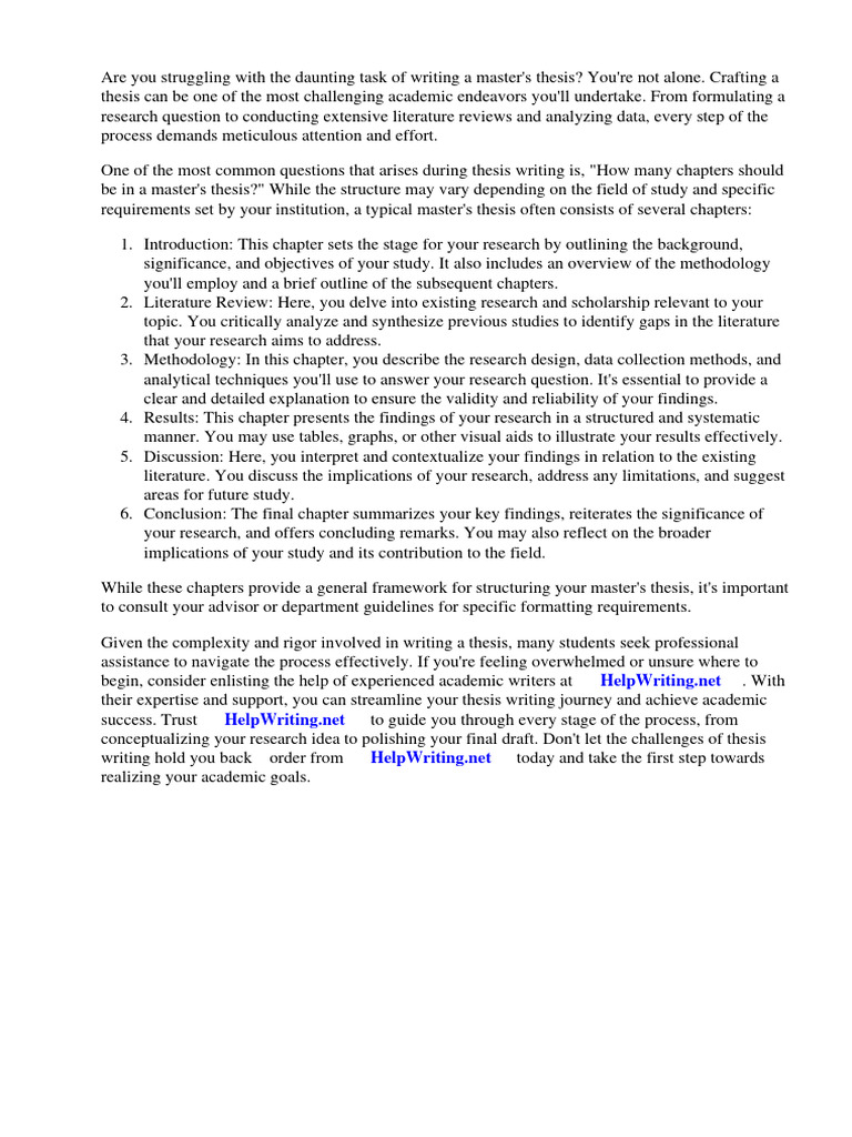How Many Chapters in Master Thesis | PDF | Thesis | Methodology