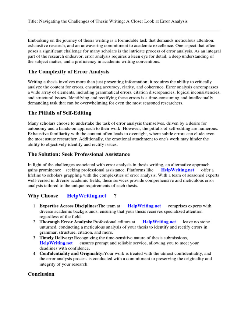 Error Analysis in Thesis | Download Free PDF | Second Language Acquisition | Second Language