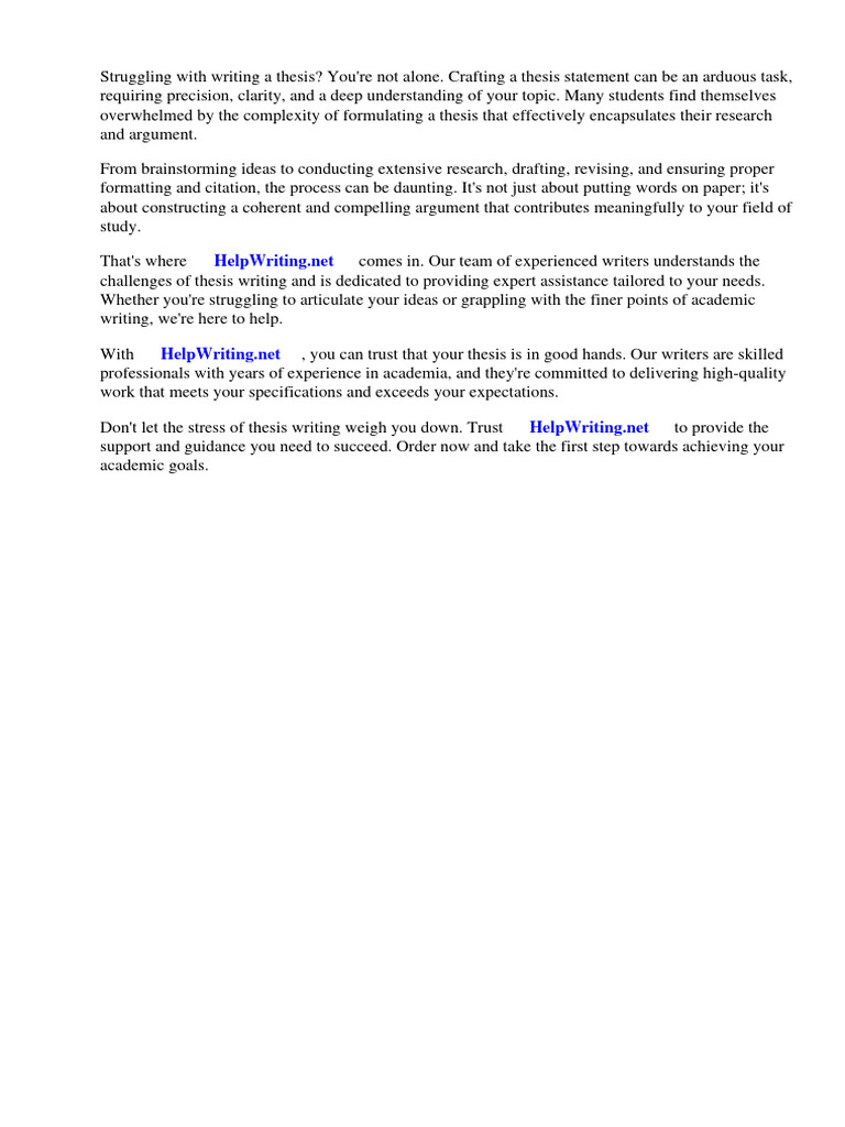 Thesis Statement 3 Point Example | PDF