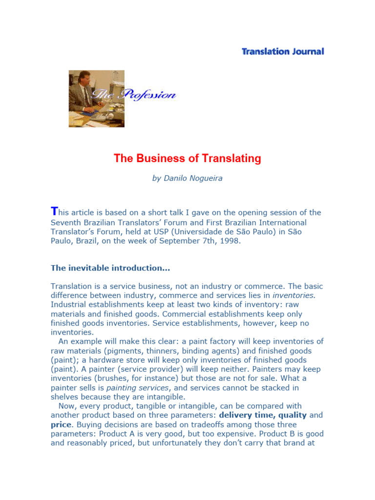 The Business of Translating | PDF