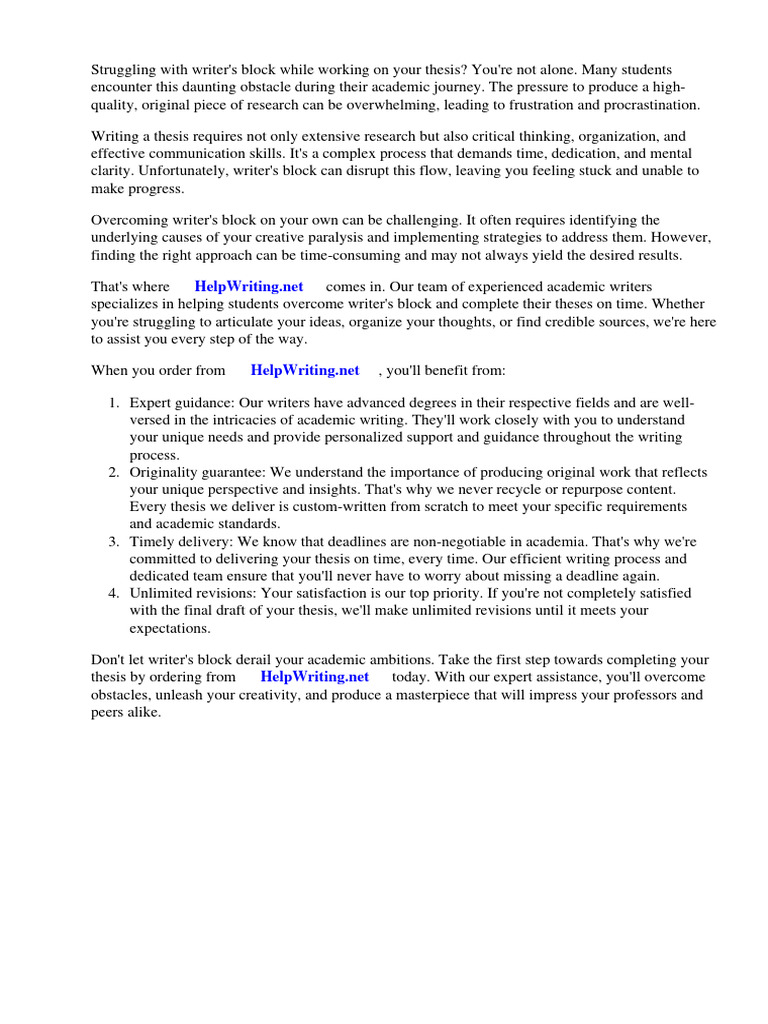Thesis Writers Block | PDF | Thought | Writer's Block