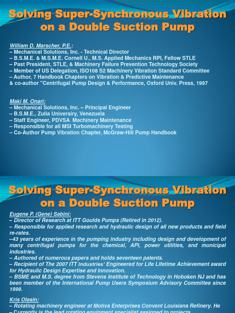 Solving Super Synchronous Vibration On A Pump Pdf