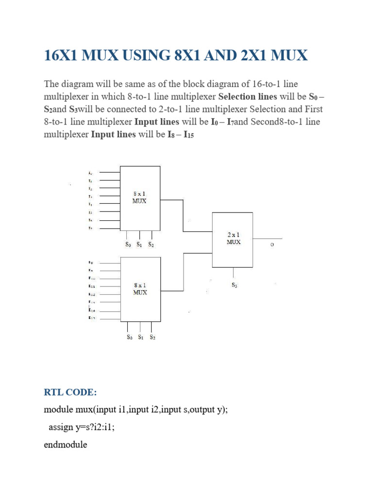 16x1 Mux Using 8x1 Mux And 2x1 Mux Pdf 