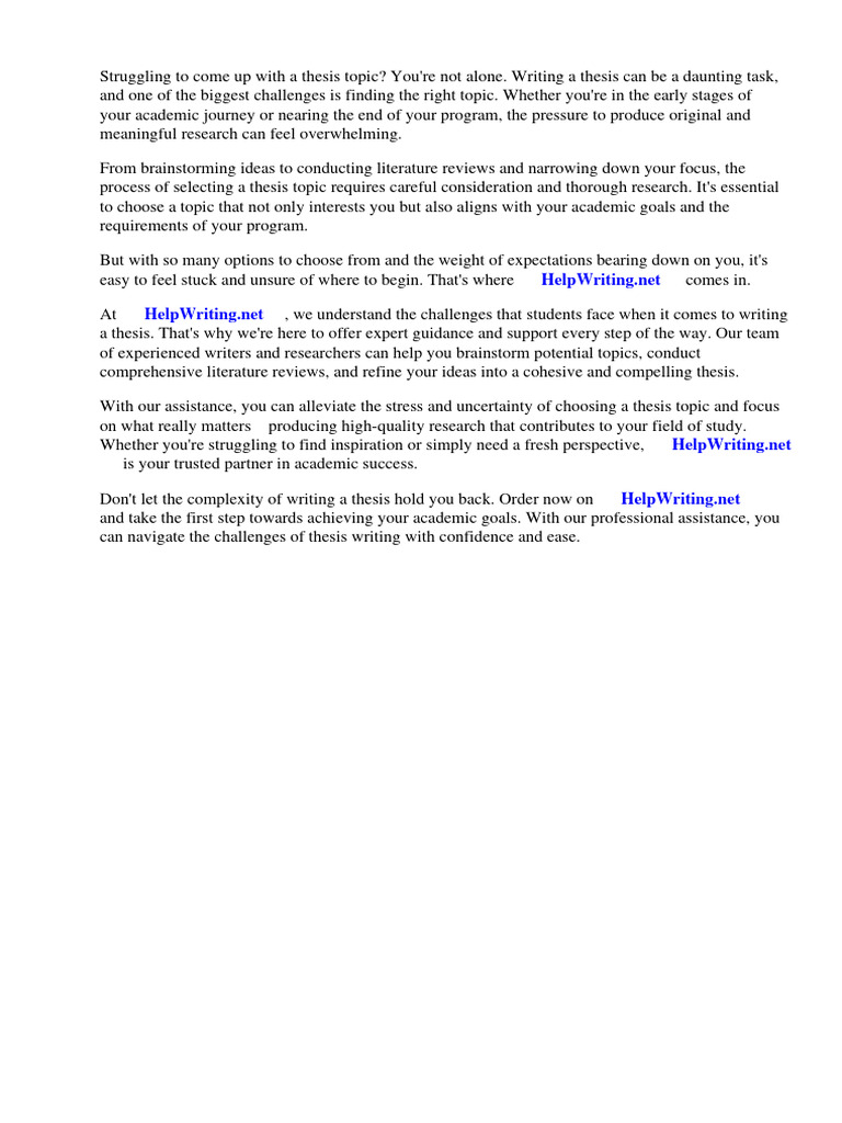 Thesis Topics | PDF | Thesis | Behavior