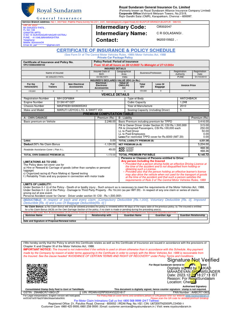 Intermediary Code: Intermediary Name: Contact:: Certificate of ...