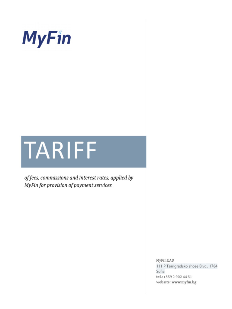 Tariff | PDF | Debit Card | Payments