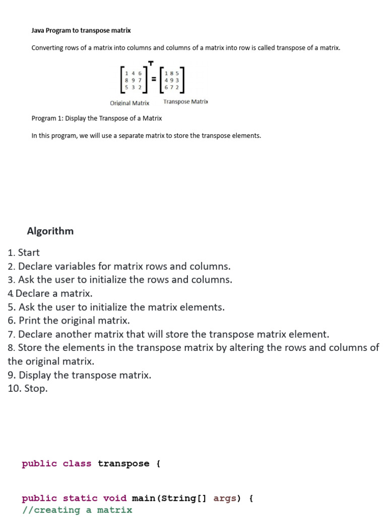Transpose Matrix | PDF | Teaching Methods & Materials | Computers