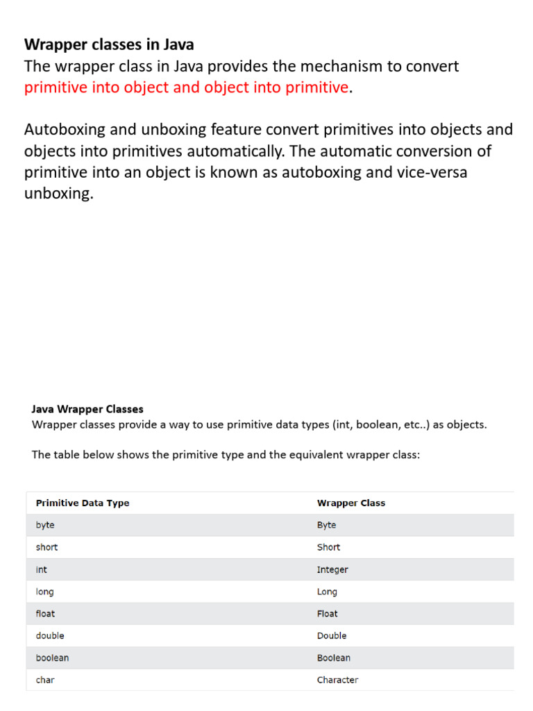 Wrapper Classes | PDF | Data Type | Integer (Computer Science)
